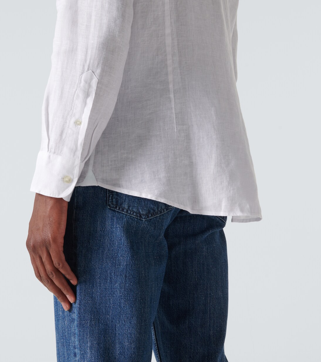 Logo linen shirt in blue - Etro | Mytheresa