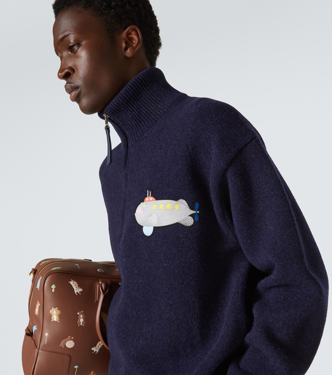 x Suna Fujita Submarine half-zip sweater in blue - Loewe | Mytheresa