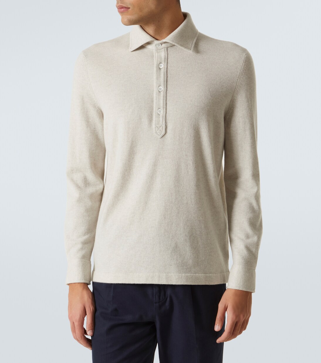 Cashmere polo sweater in grey - Brunello Cucinelli | Mytheresa