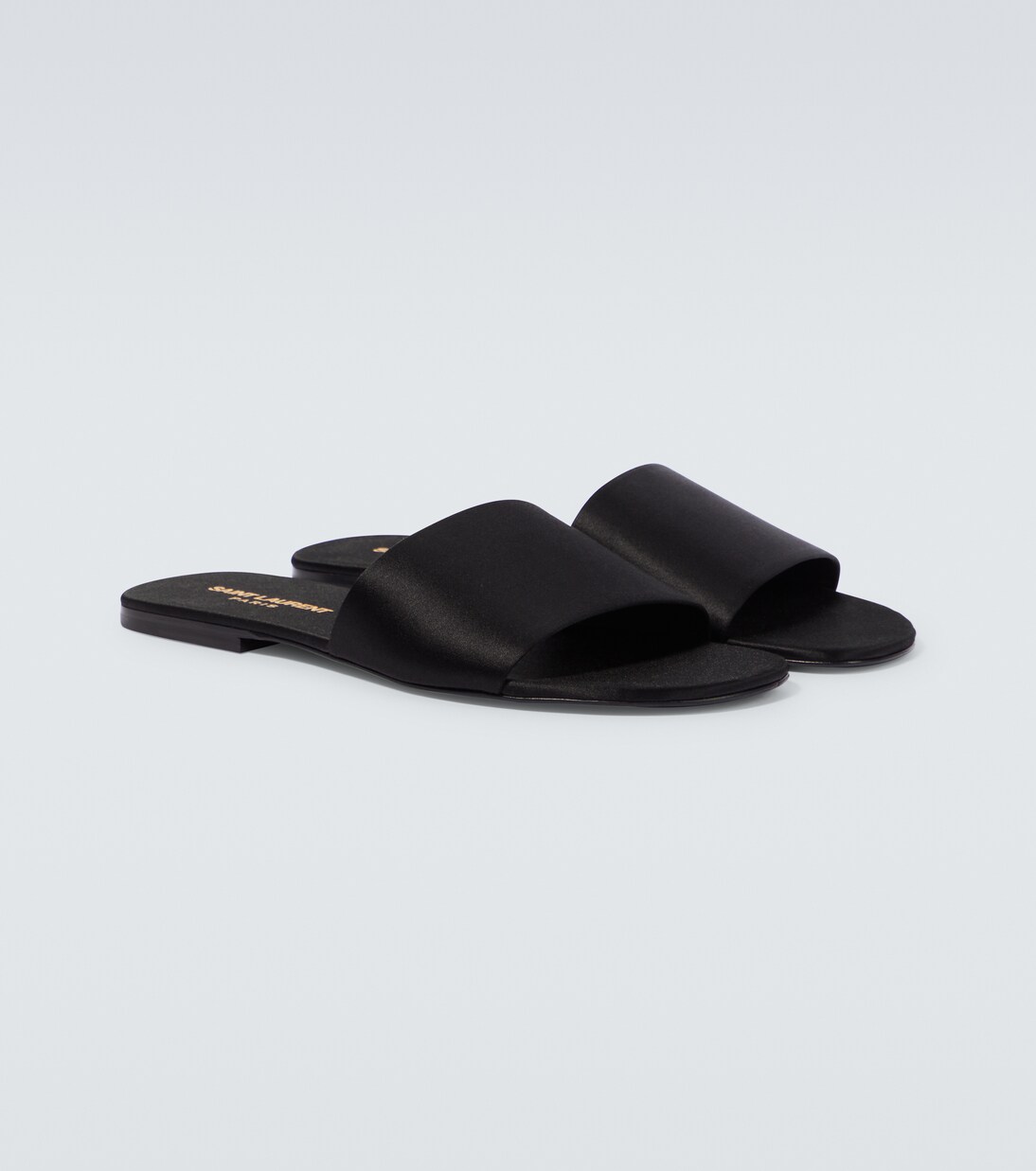 Carlyle silk satin crêpe slides in black - Saint Laurent | Mytheresa