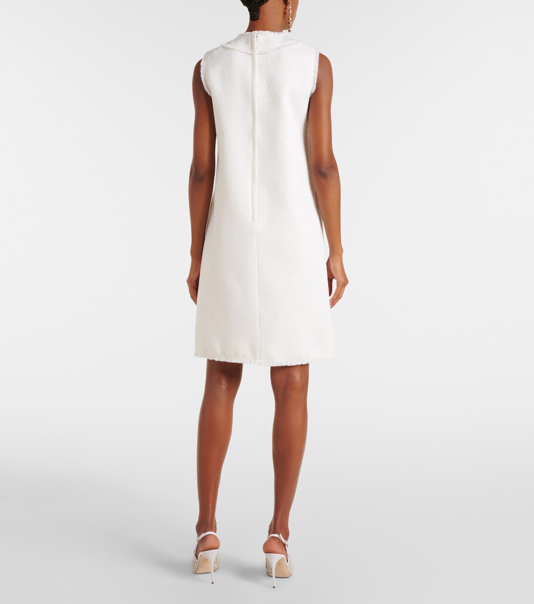 DG wool-blend tweed shift dress in white - Dolce Gabbana | Mytheresa