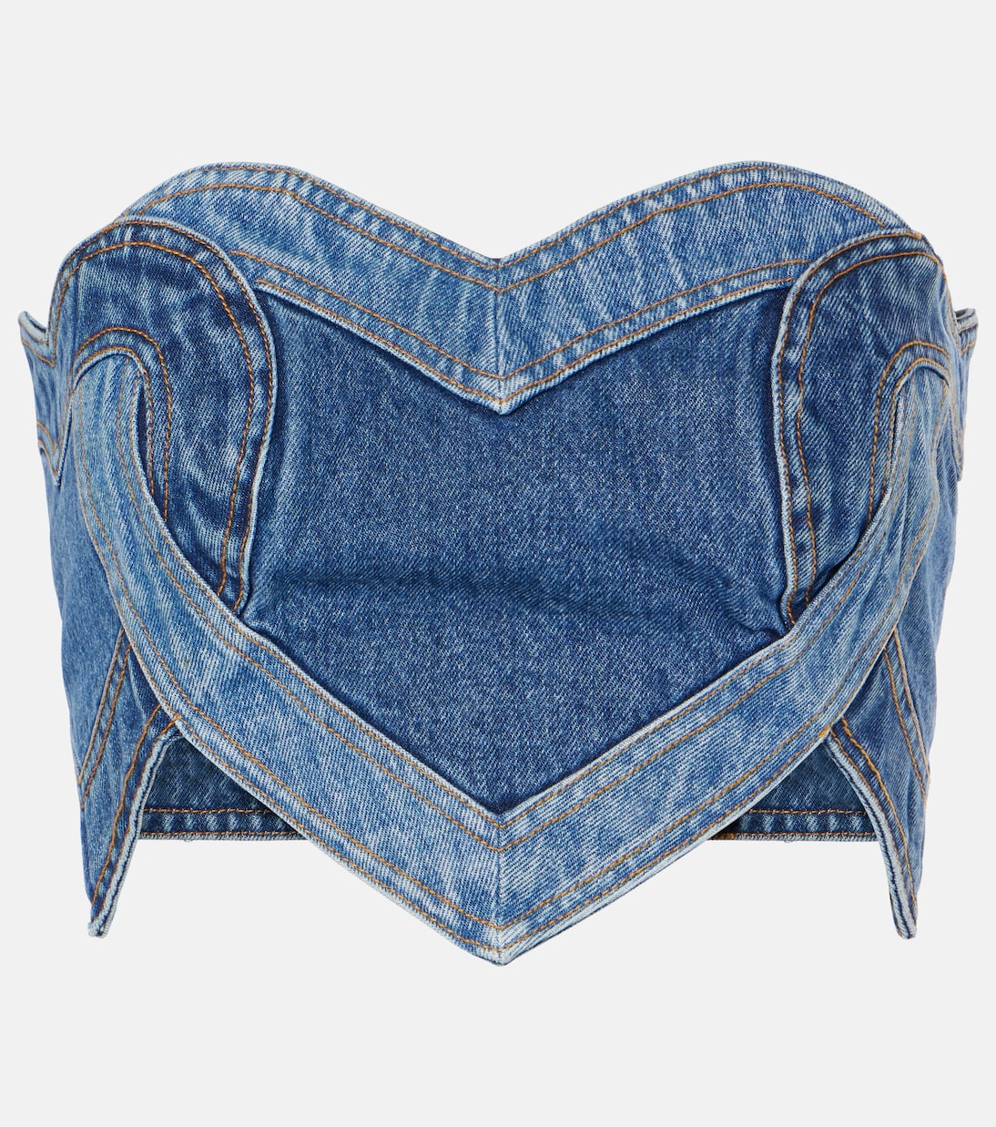 Strapless denim top in blue - Area | Mytheresa