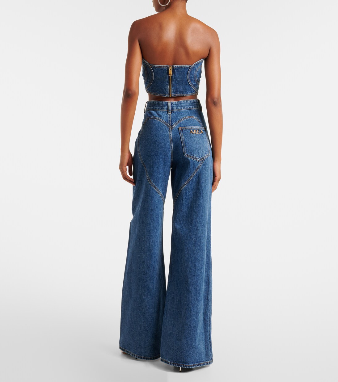 Strapless denim top in blue - Area | Mytheresa