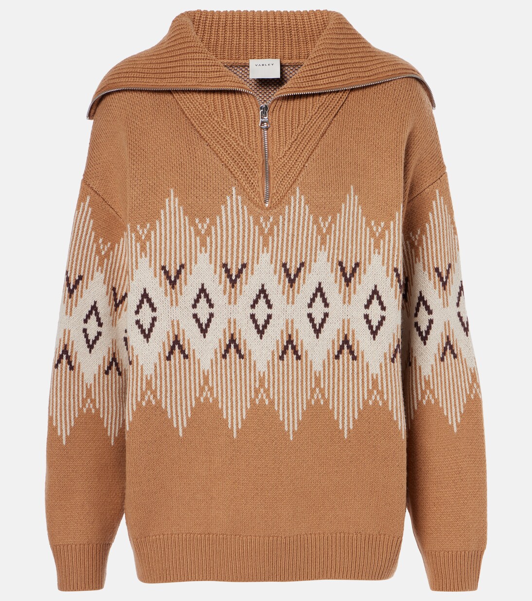 Heidi wool-blend jacquard half-zip sweater in beige - Varley | Mytheresa