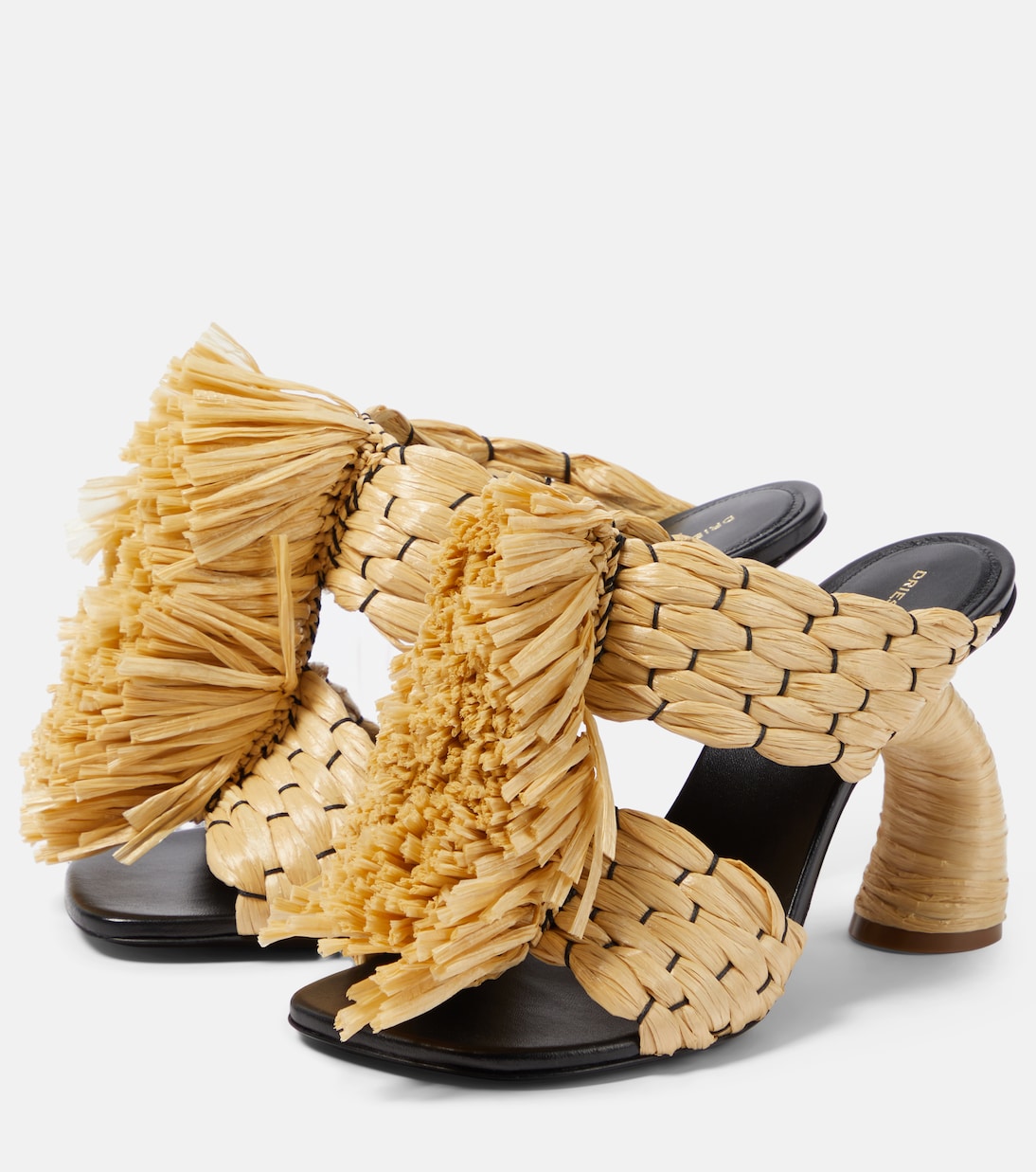 Woven raffia mules in beige - Dries Van Noten | Mytheresa