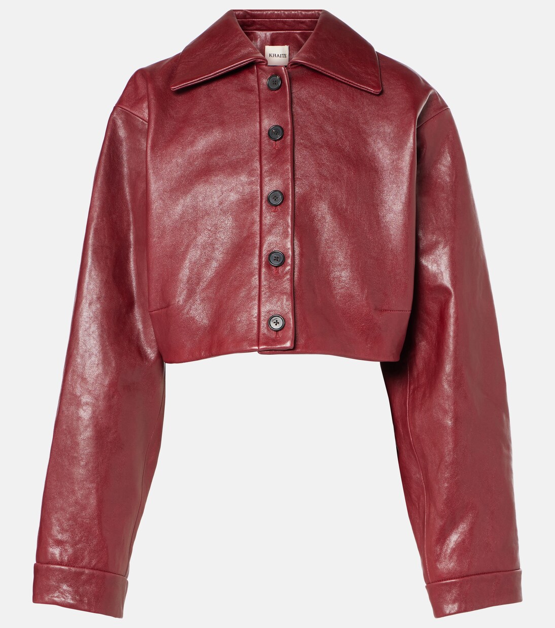 Sue cropped leather jacket in red - Khaite | Mytheresa