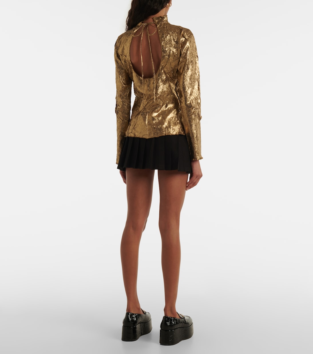 Metallic top in gold - Ganni | Mytheresa