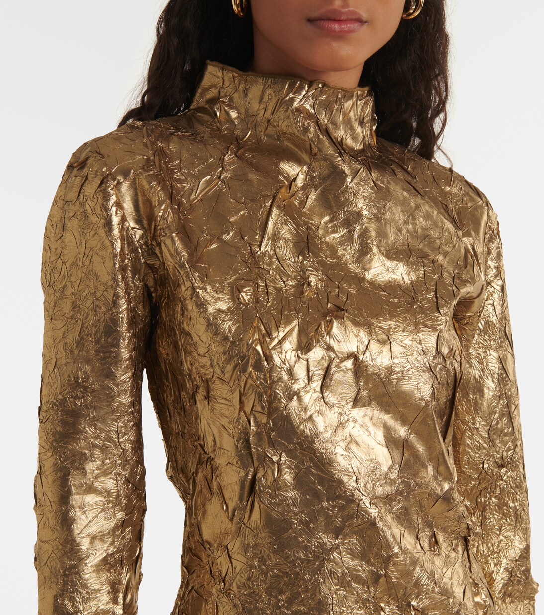 Metallic top in gold - Ganni | Mytheresa