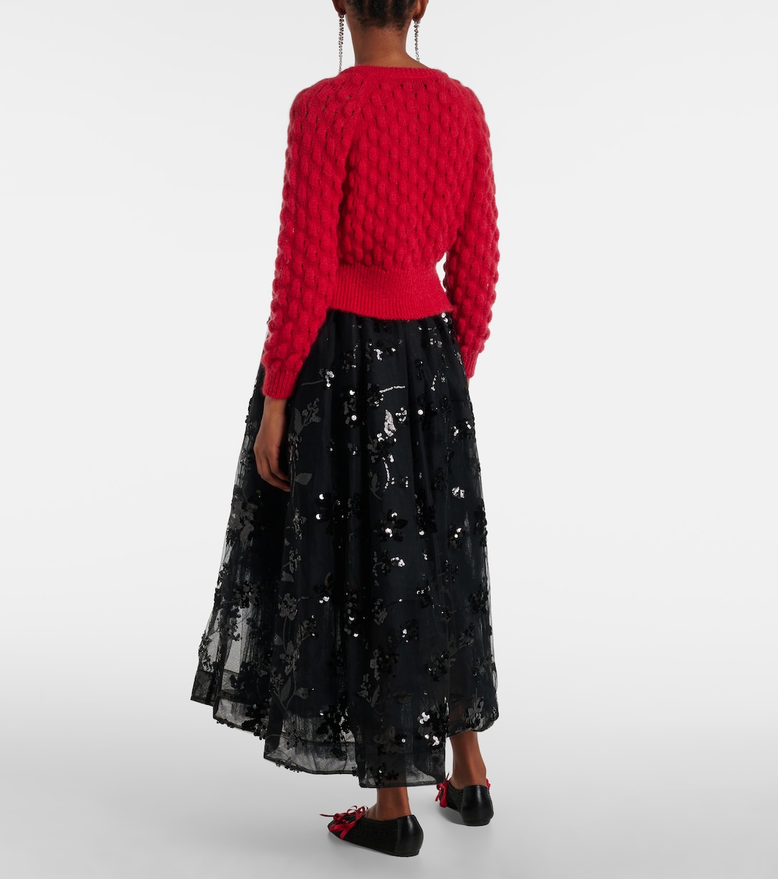 Bow-detail wool-blend cardigan in red - Simone Rocha | Mytheresa