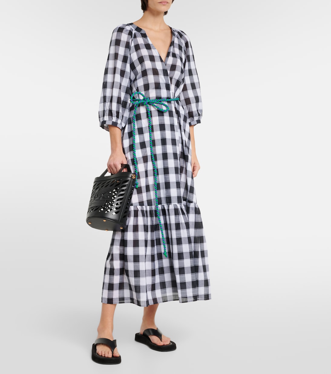 Chess printed cotton midi dress in black - Eres | Mytheresa