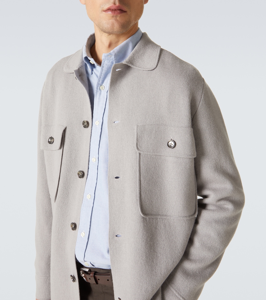 Wool and cashmere overshirt in grey - Allude | Mytheresa