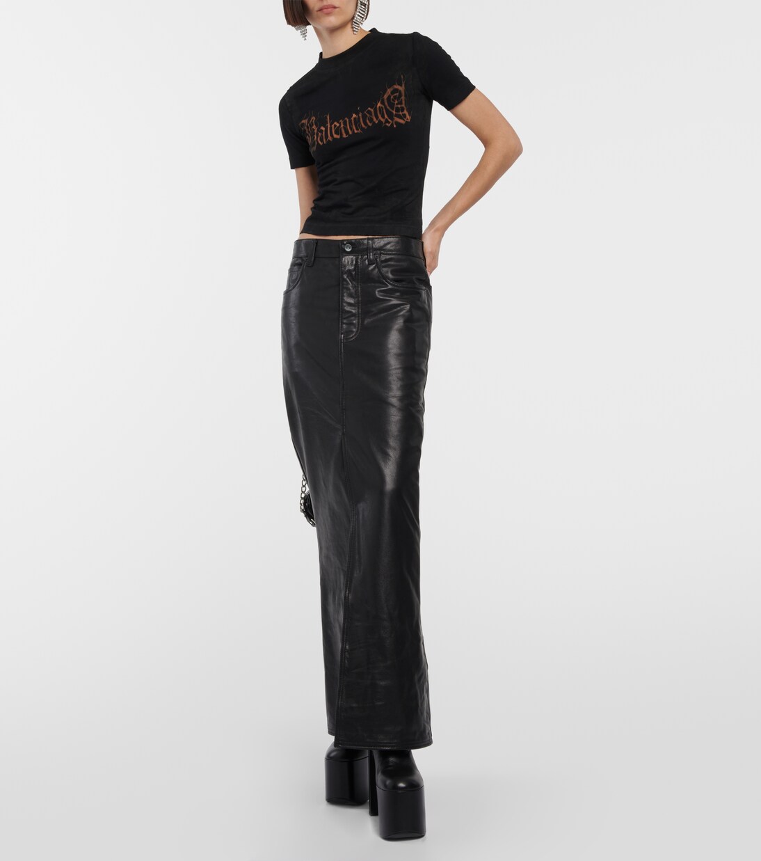 Leather maxi skirt in black - Balenciaga | Mytheresa