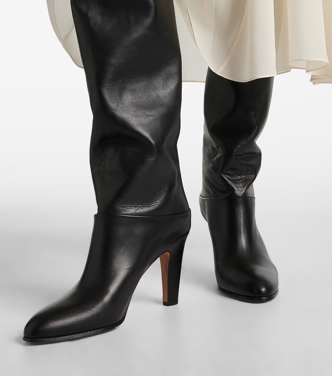 블랙 Eve 레더 오버더니 부츠 - Chloe | Mytheresa