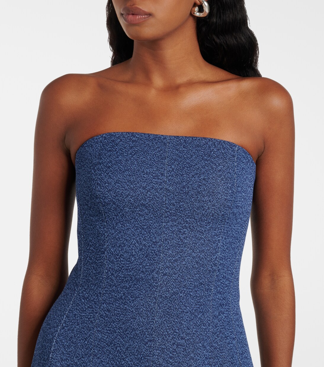 Alba strapless denim midi dress in blue - Tove | Mytheresa