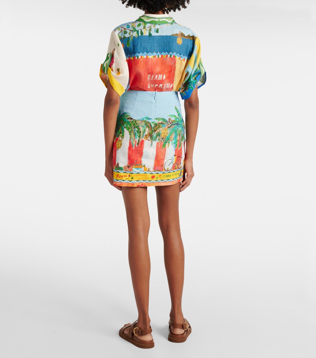 멀티컬러 x Adam Lester All Aboard 리넨 랩 스커트 - Alemais | Mytheresa