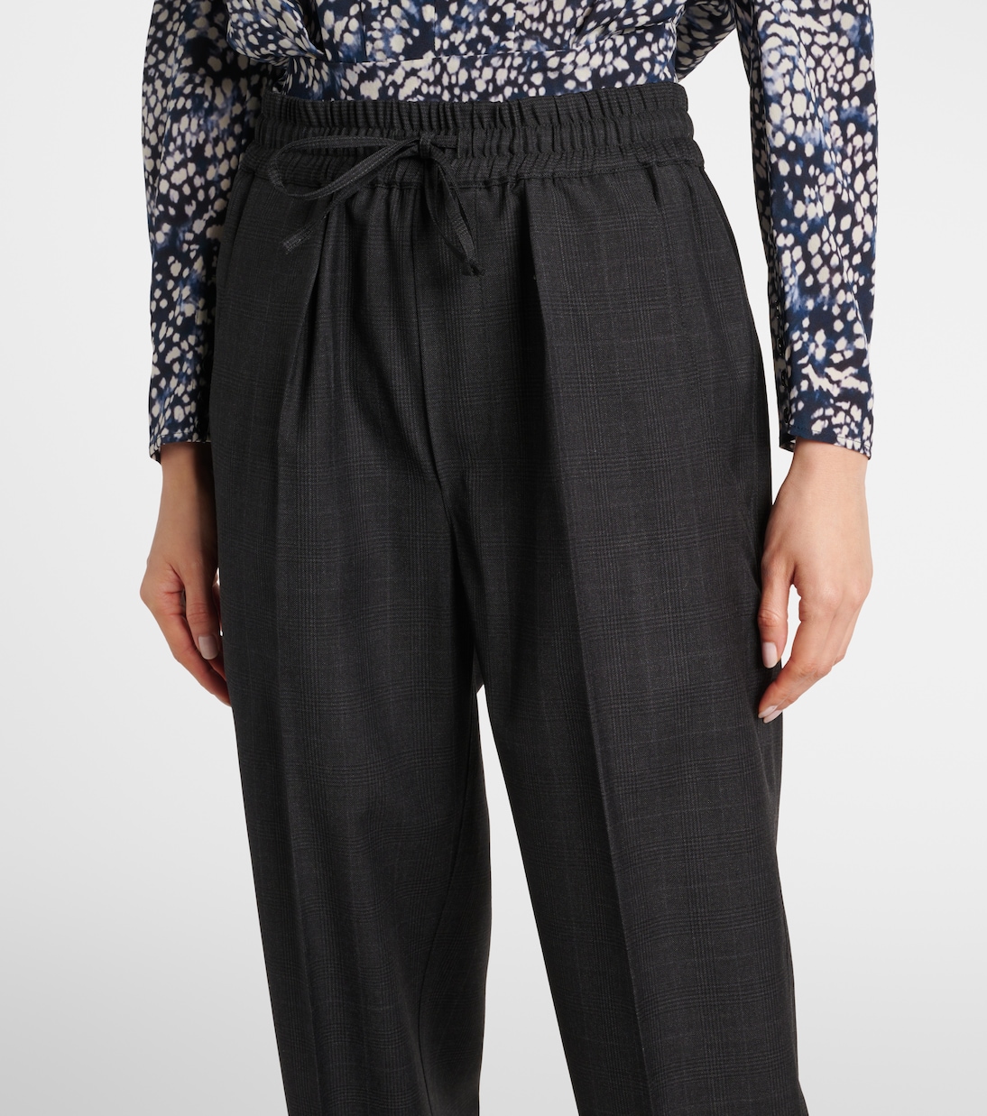 Liska checked wool-blend straight pants in black - Isabel Marant ...