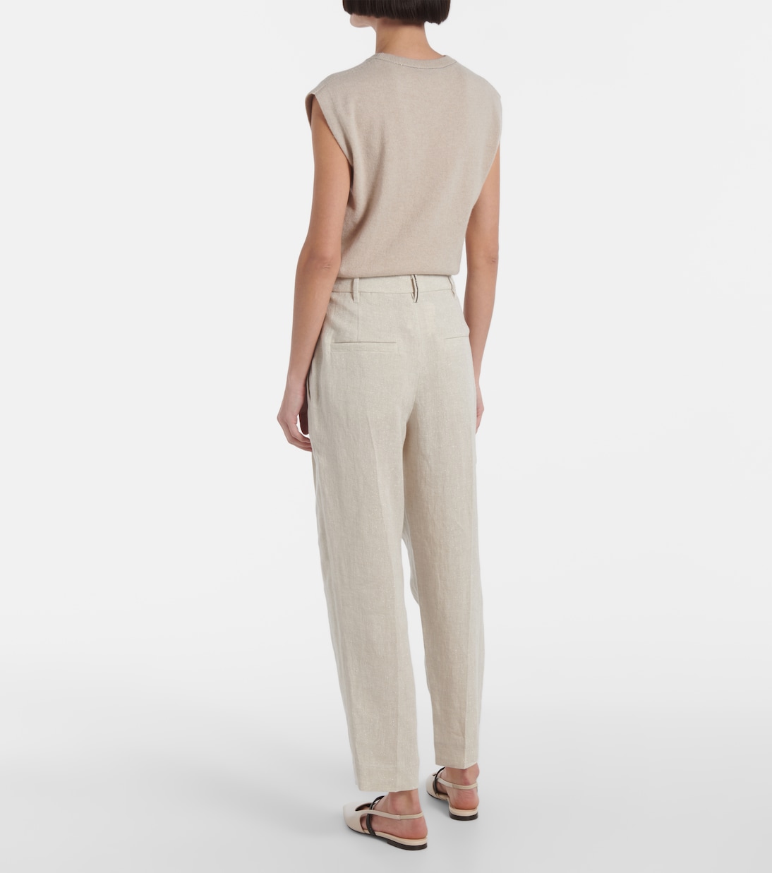 Linen-blend straight pants in beige - Brunello Cucinelli | Mytheresa