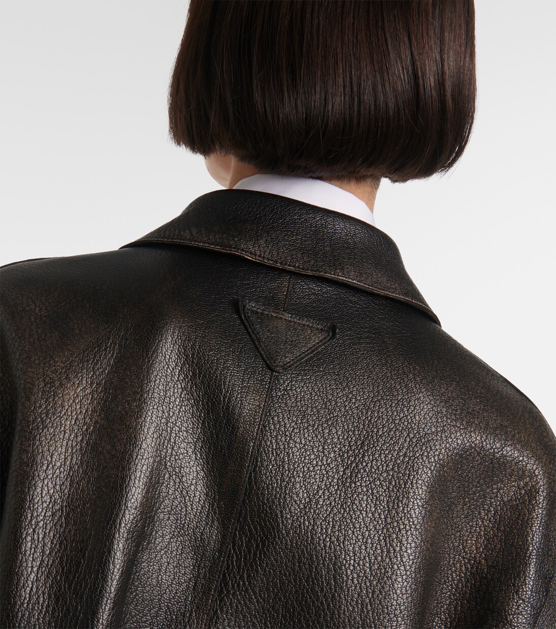 Leather wrap coat in black - Prada | Mytheresa