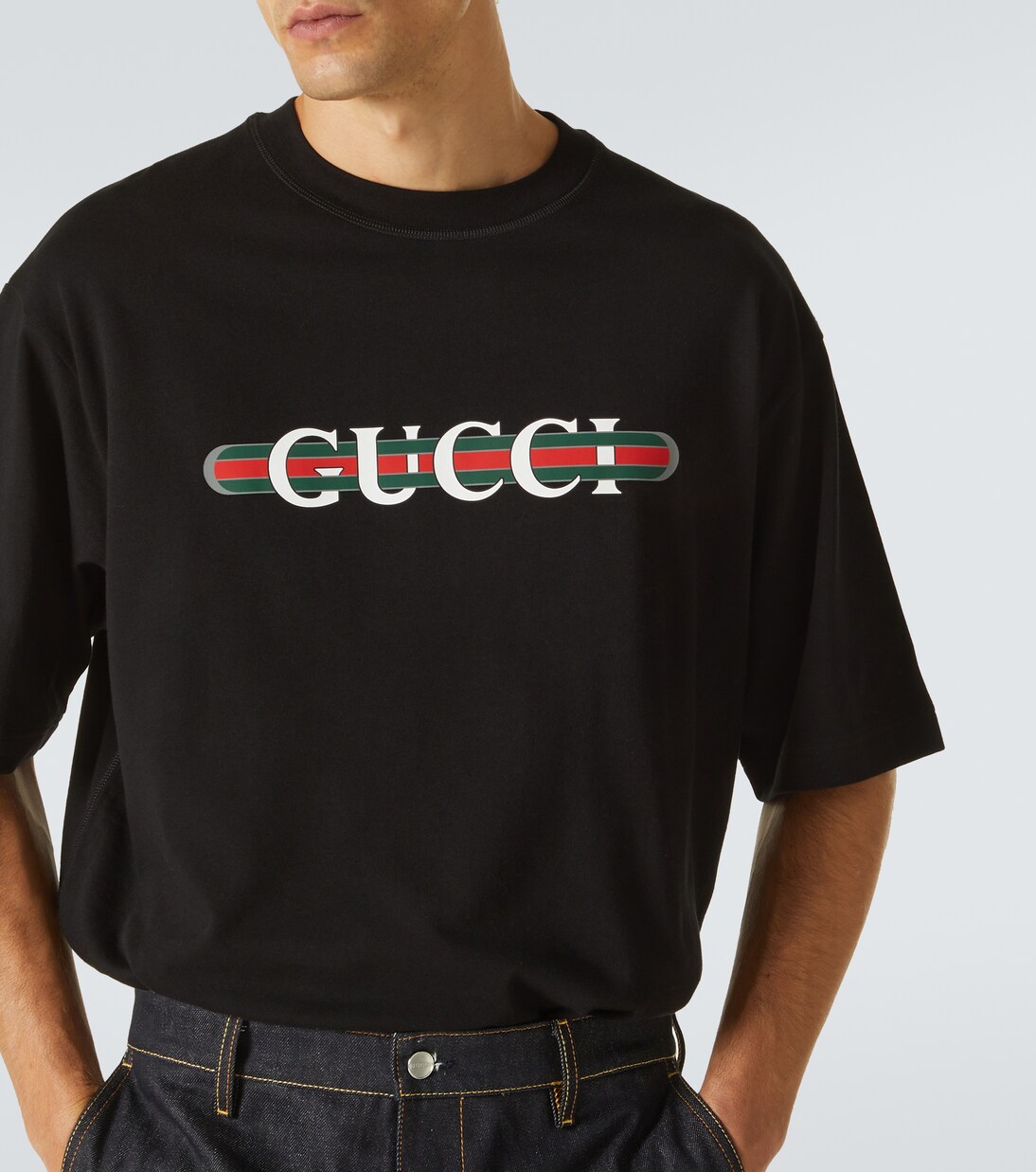 Logo cotton jersey T-shirt in black - Gucci | Mytheresa