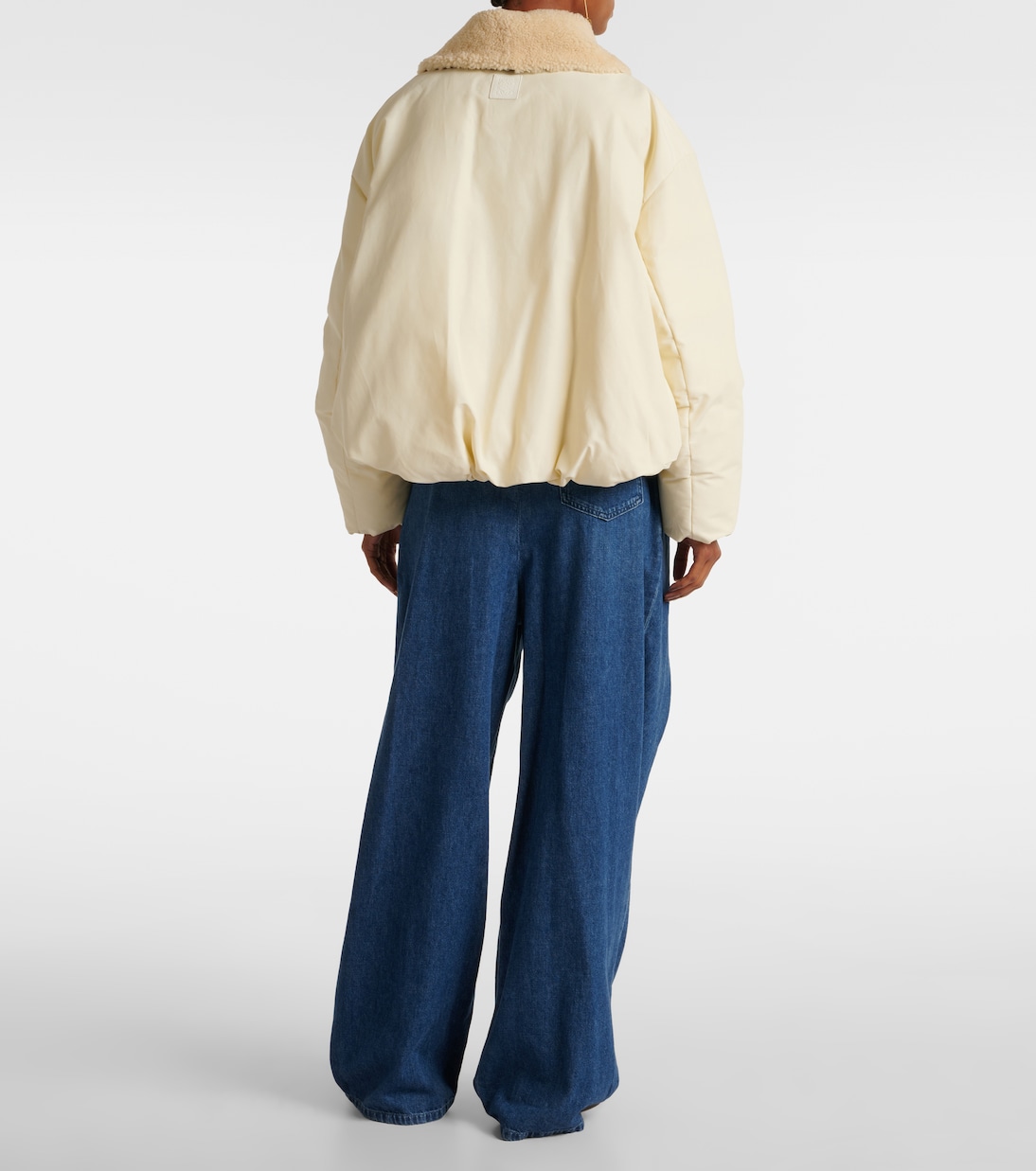 Shearling-trimmed cotton-blend puffer jacket in white - Loewe | Mytheresa