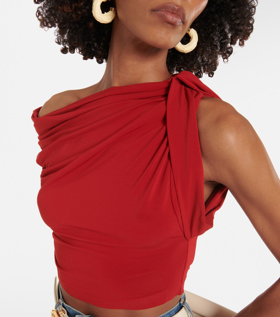 Le Haut Drapeado jersey crop top in red - Jacquemus | Mytheresa