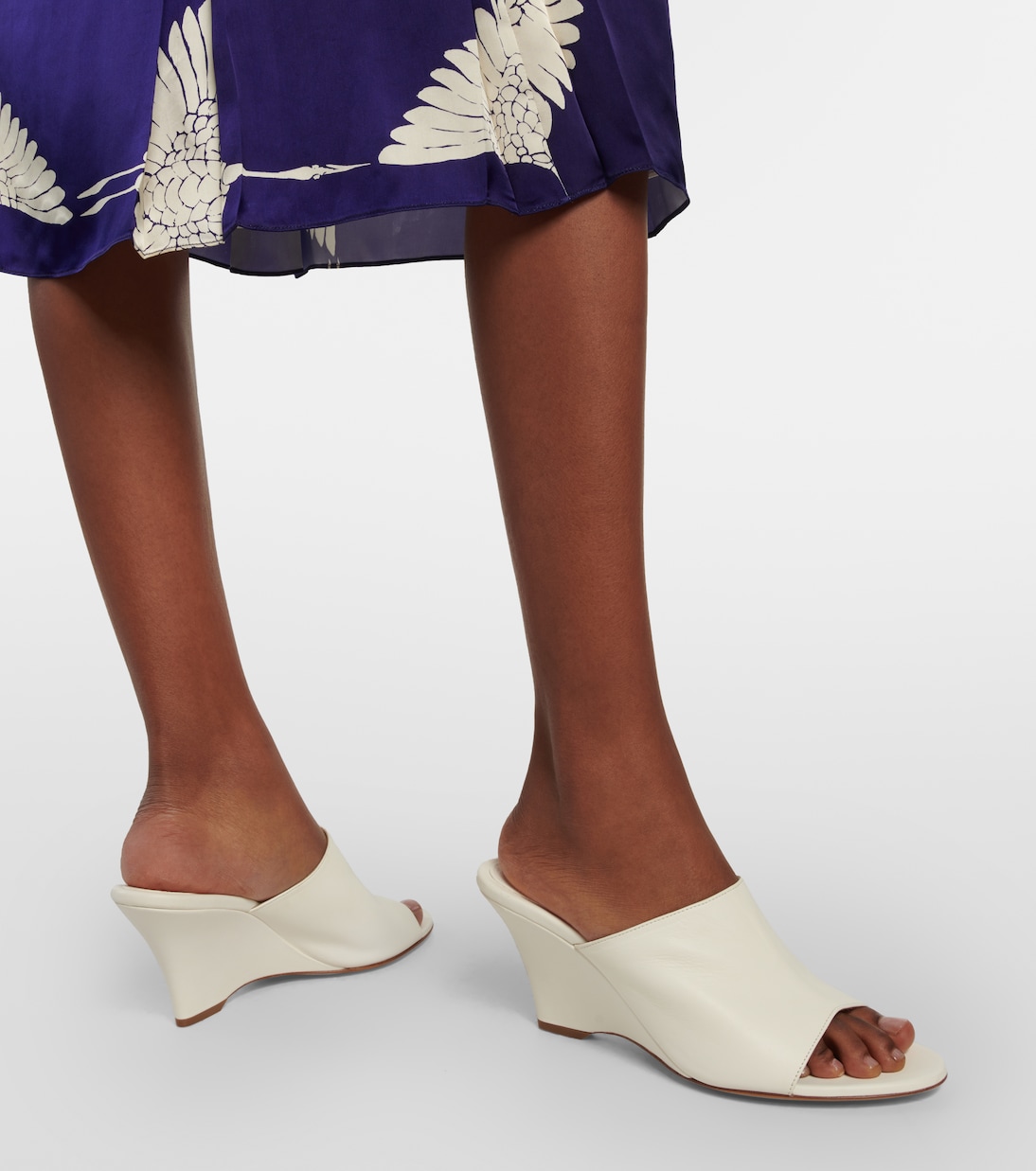 Marion leather wedge mules in white - Khaite | Mytheresa