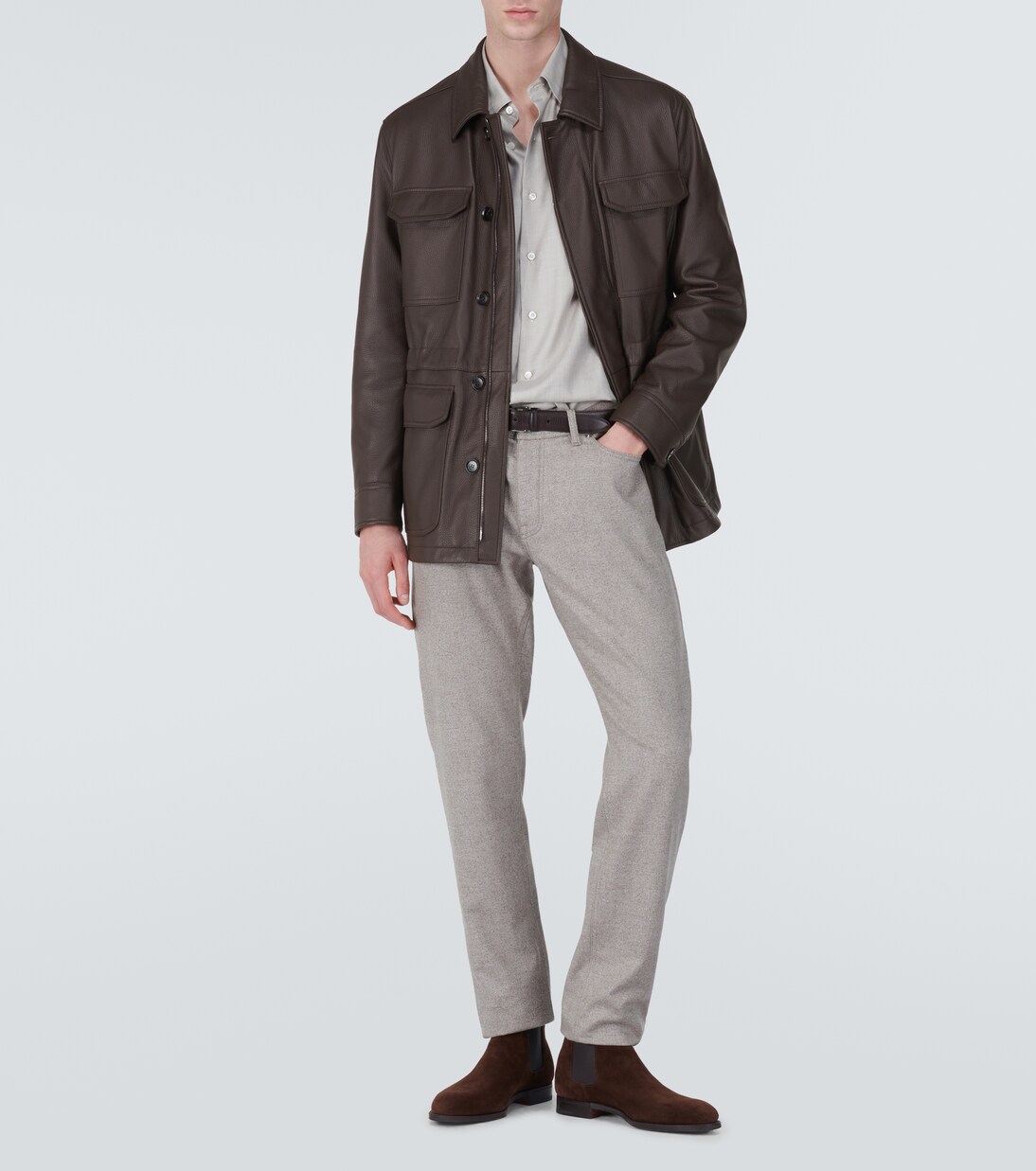 Leather jacket in brown - Brioni | Mytheresa