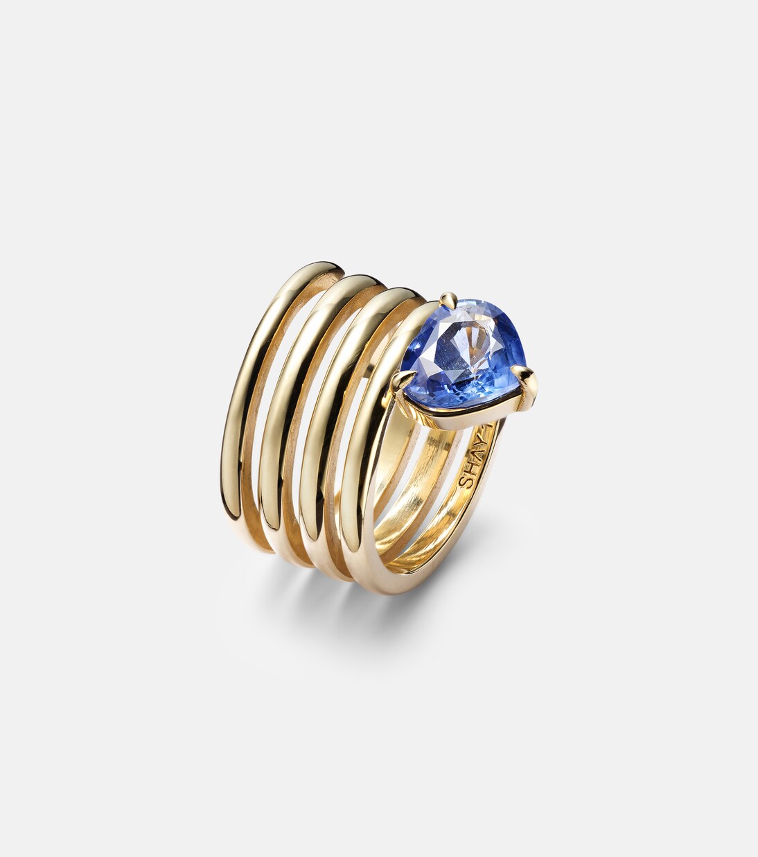 Heart Spiral 18kt gold ring with sapphire in gold - Shay Jewelry ...
