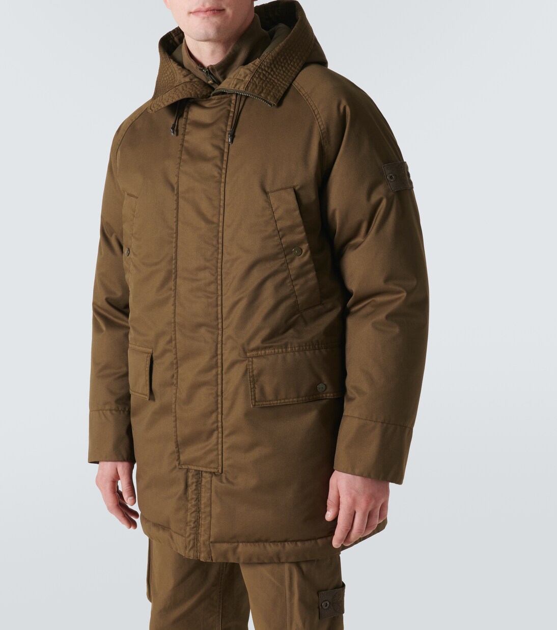 Ghost Compass virgin wool twill down jacket in green - Stone Island ...