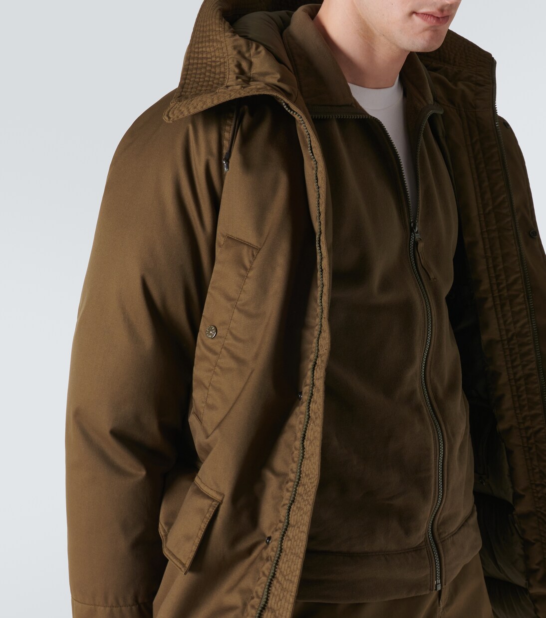 Ghost Compass virgin wool twill down jacket in green - Stone Island ...