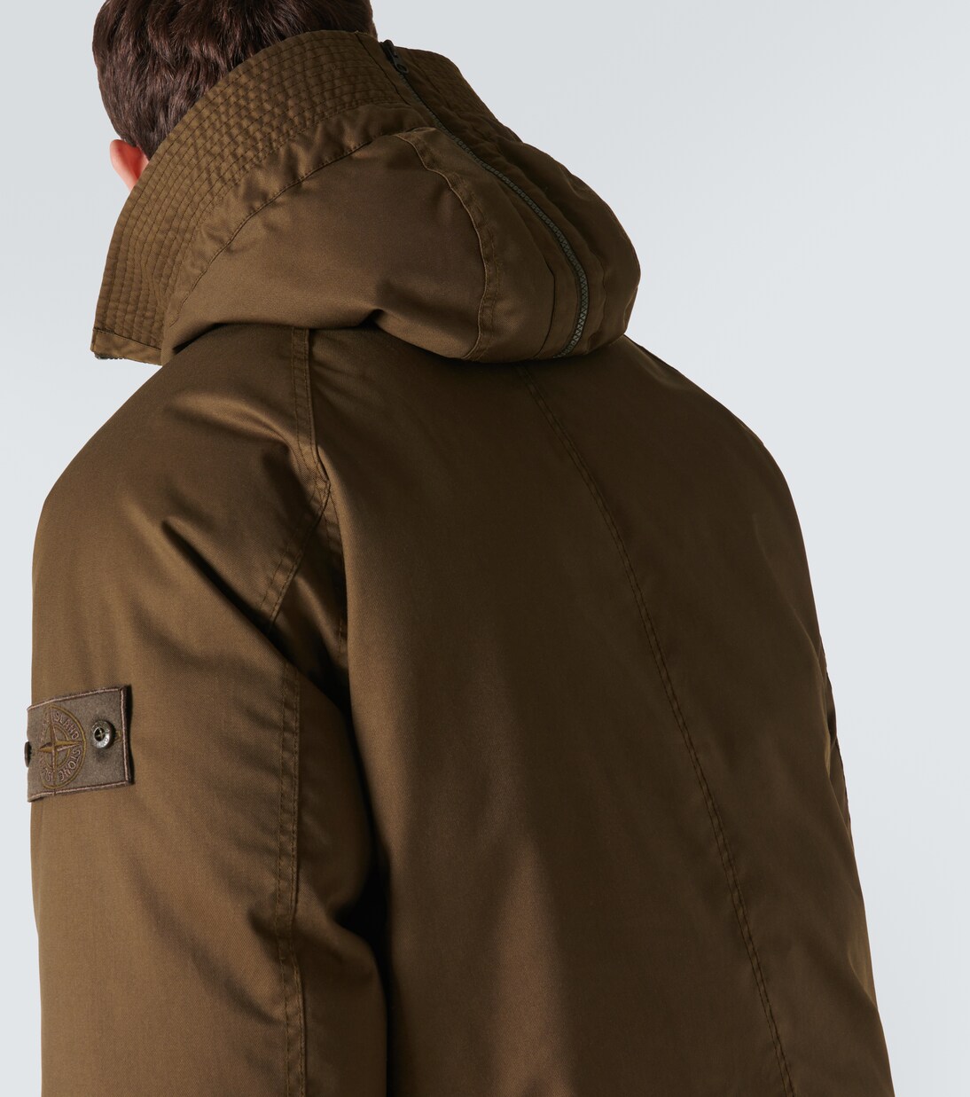 Ghost Compass virgin wool twill down jacket in green - Stone Island ...