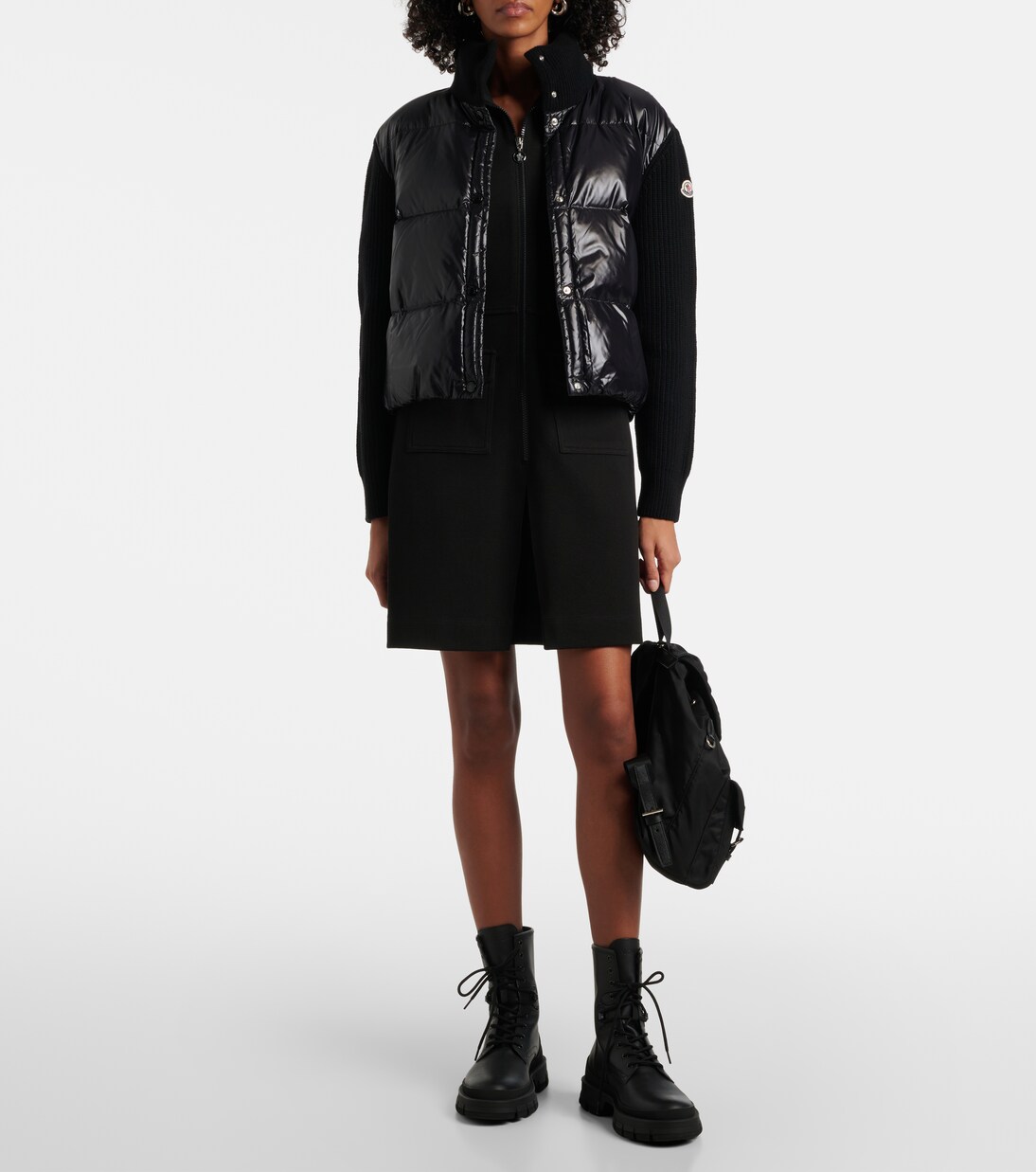 Cotton-blend mini dress in black - Moncler | Mytheresa