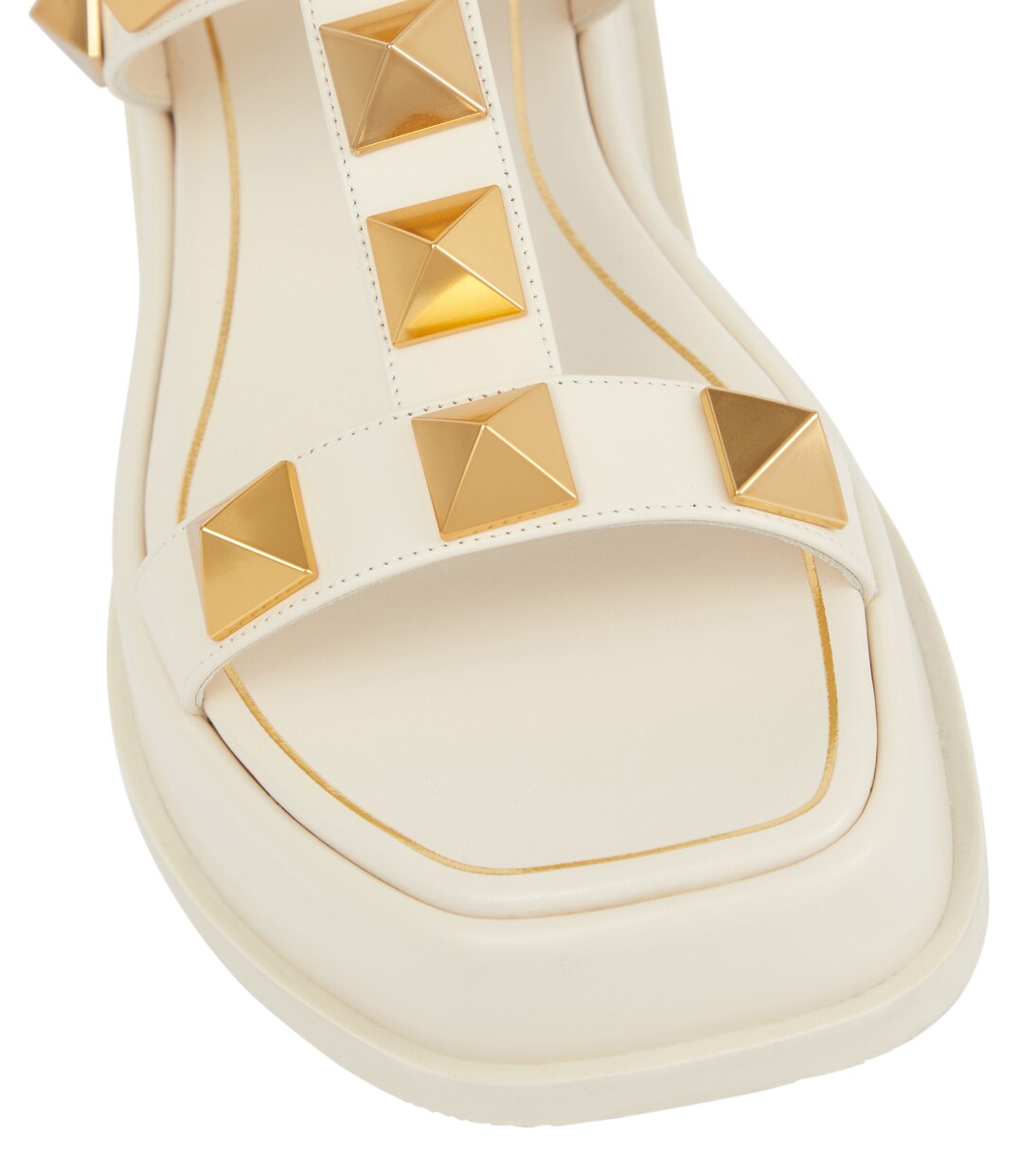 Roman Stud leather platform sandals in white - Valentino Garavani ...
