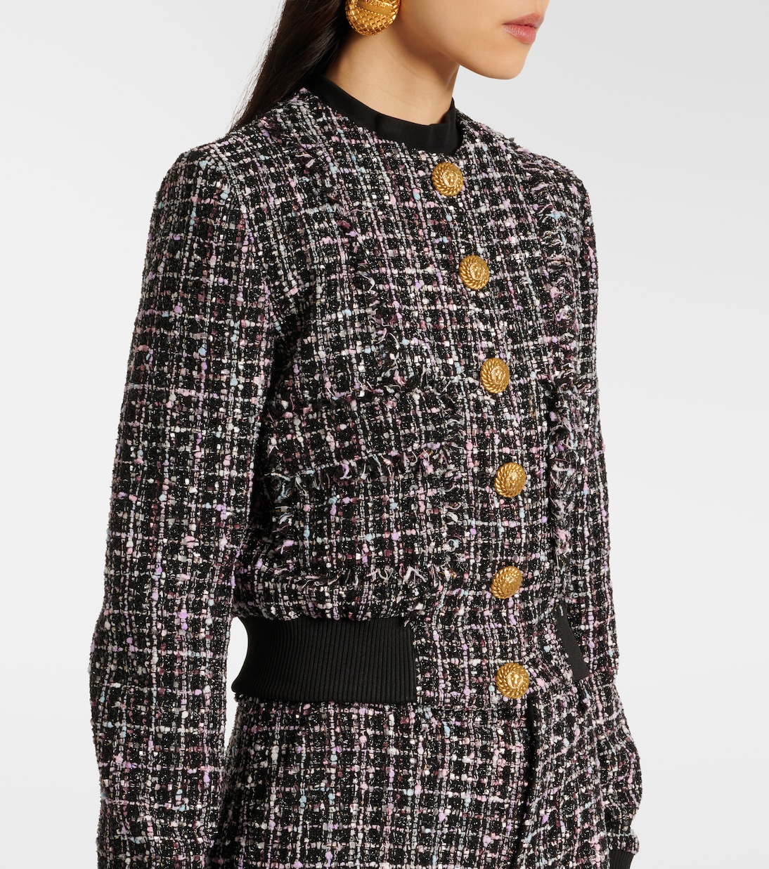 Tweed bomber jacket in black - Balmain | Mytheresa
