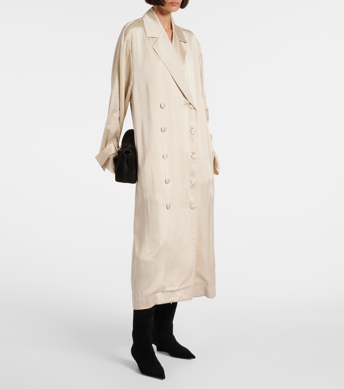 Satin trench dress in white - Toteme | Mytheresa