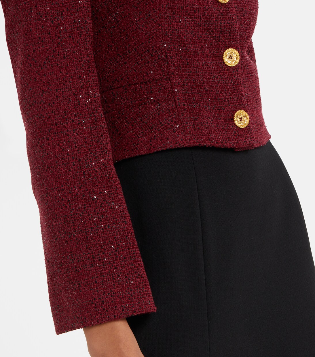 Sequined tweed jacket in burgundy - Alessandra Rich | Mytheresa