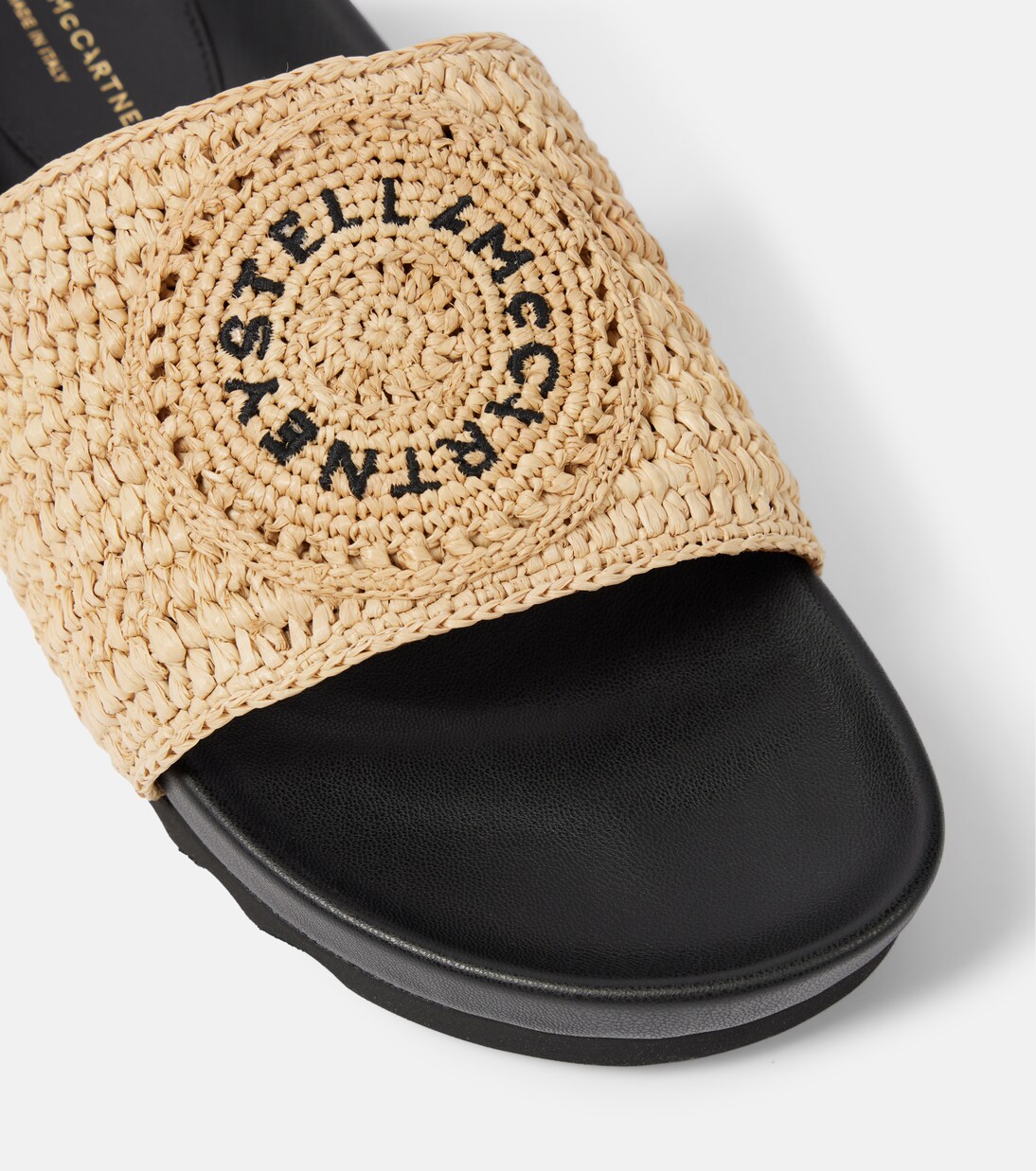 Elyse logo raffia slides in neutrals - Stella Mc Cartney | Mytheresa