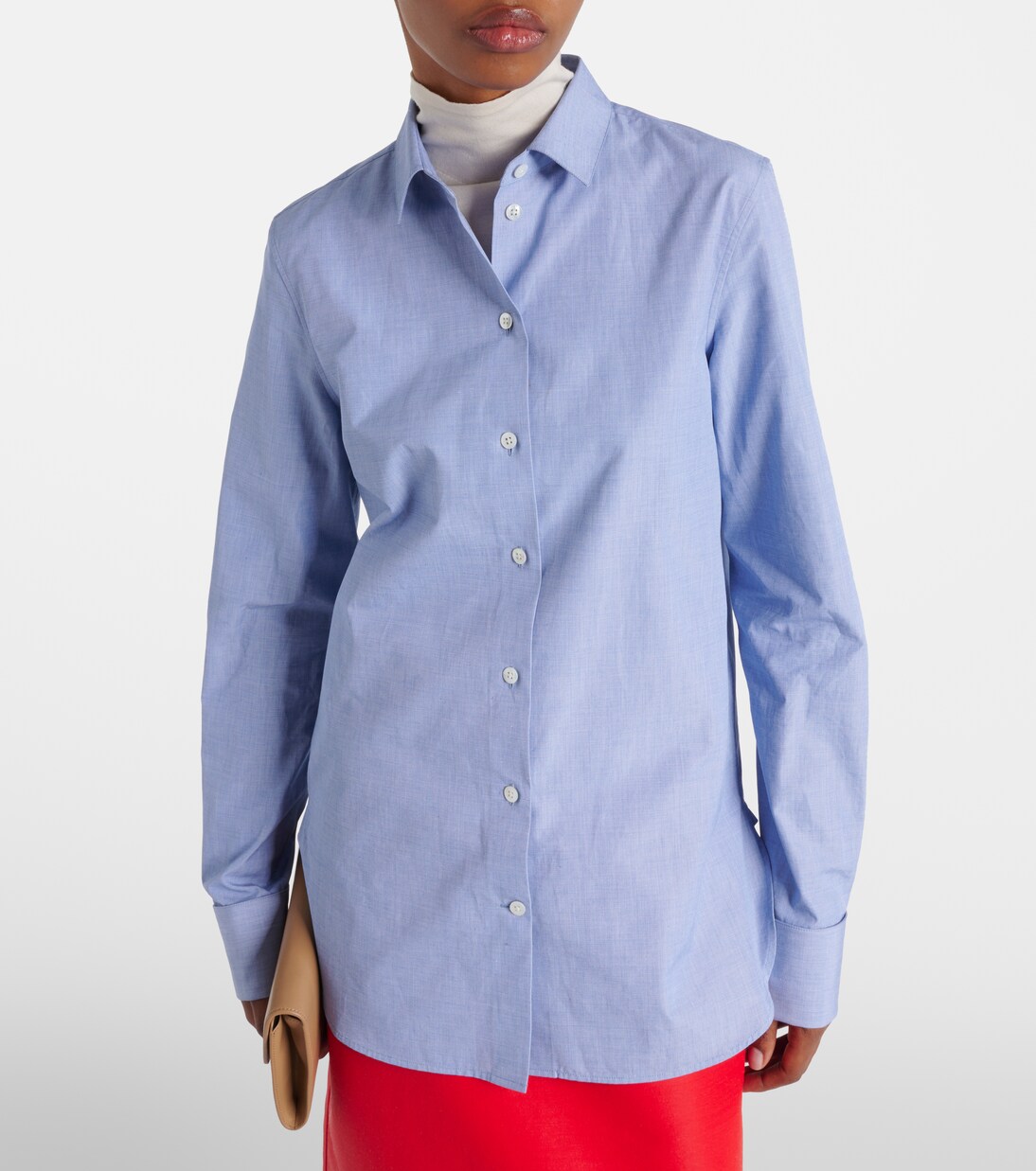 Metis cotton poplin shirt in blue - The Row | Mytheresa