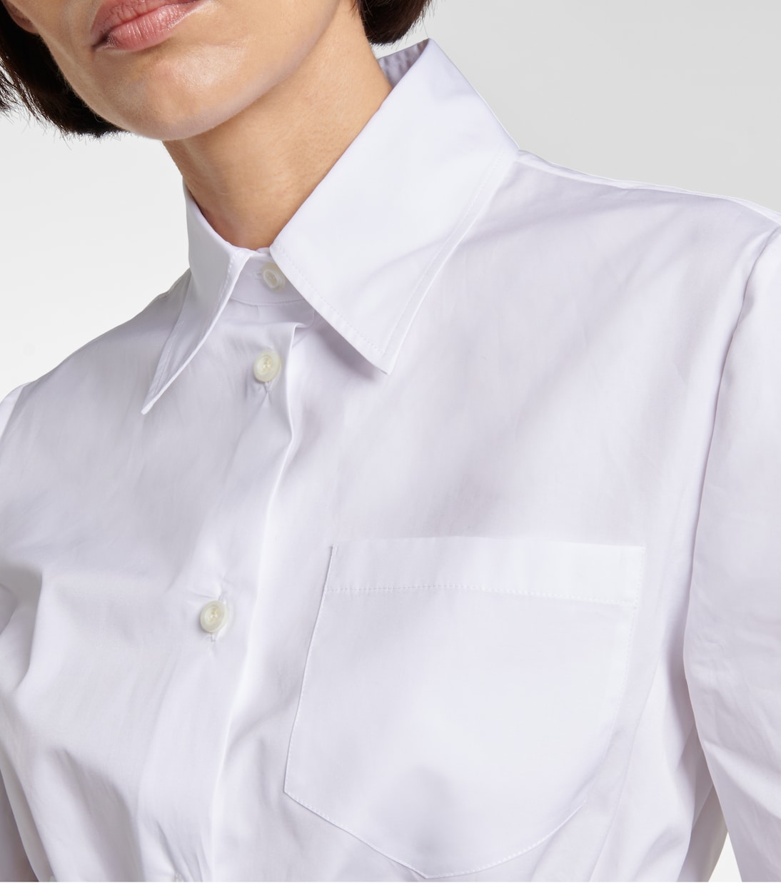 Camicia cropped in cotone in Bianco - Prada | Mytheresa