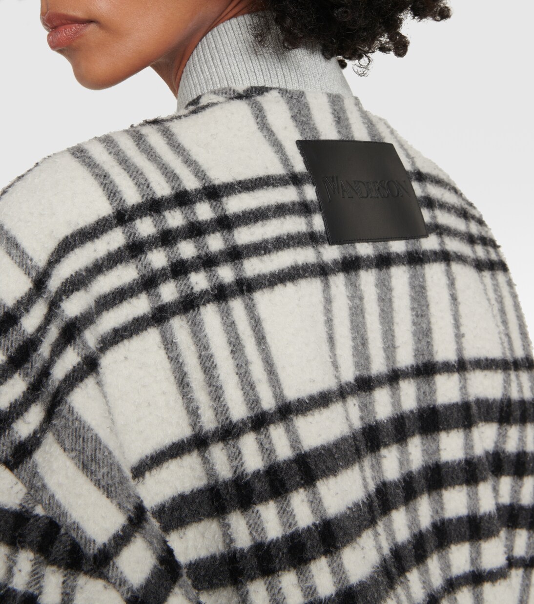 Checked wool-blend bomber jacket in black - JW Anderson | Mytheresa