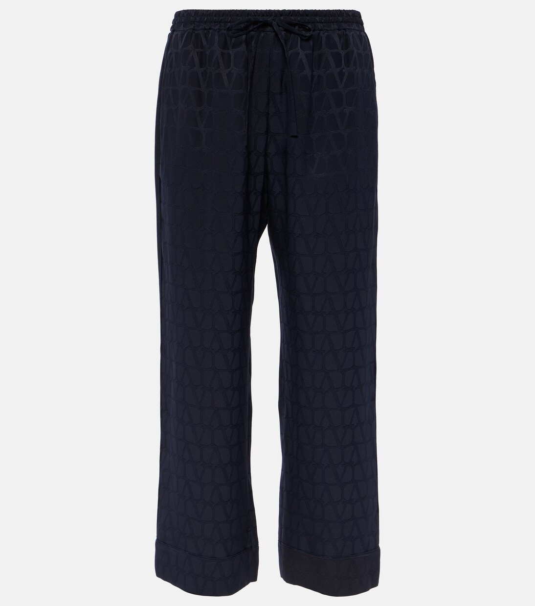 Toile Iconographe silk straight pants in blue - Valentino | Mytheresa