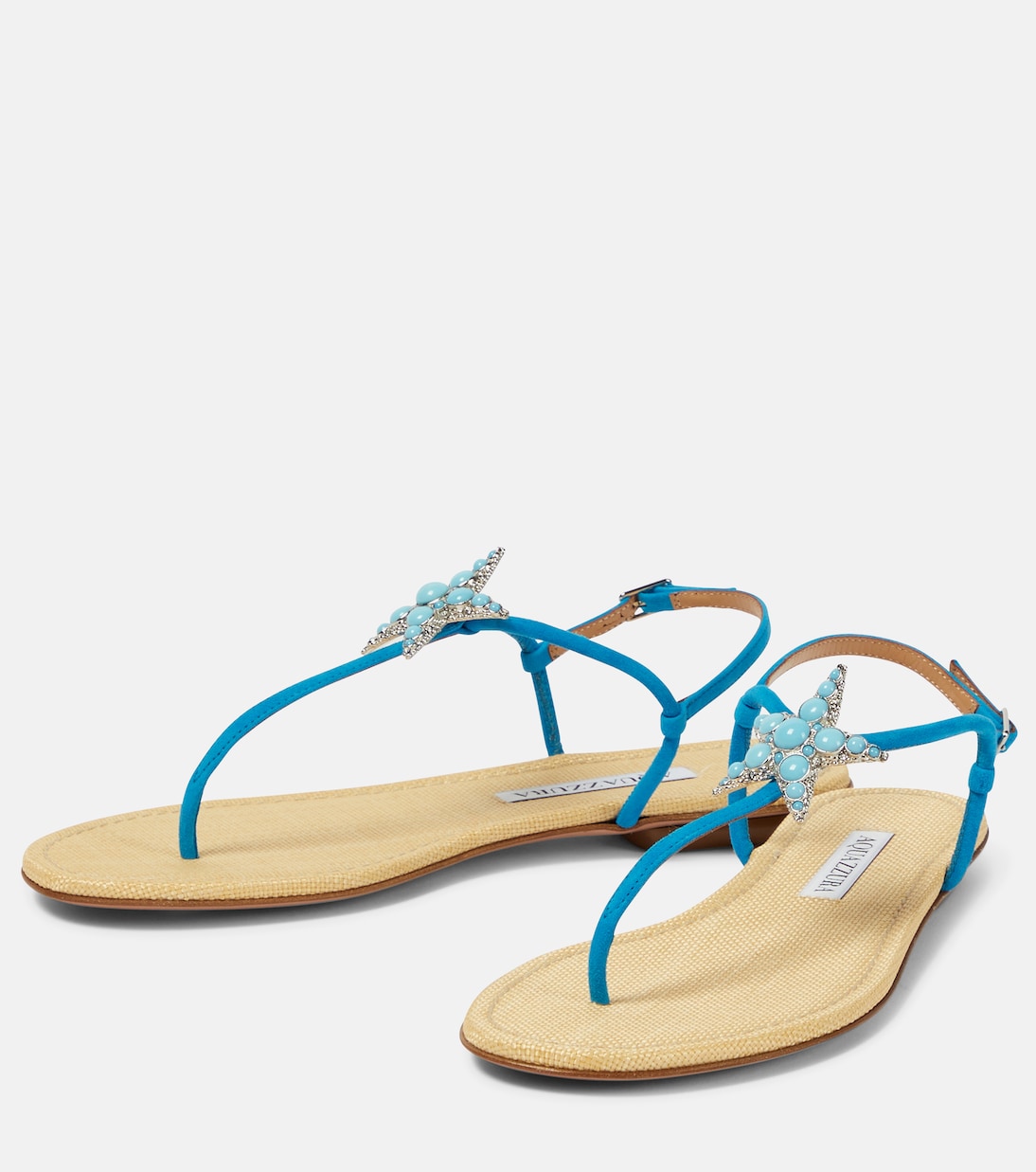 Seastar suede thong sandals in blue - Aquazzura | Mytheresa