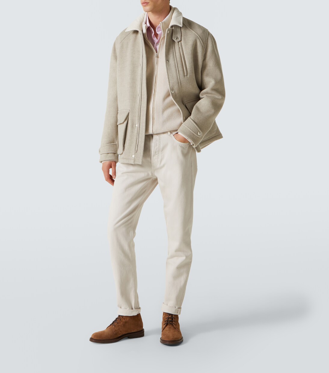 Wool And Cashmere Jacket In Beige Brunello Cucinelli Mytheresa