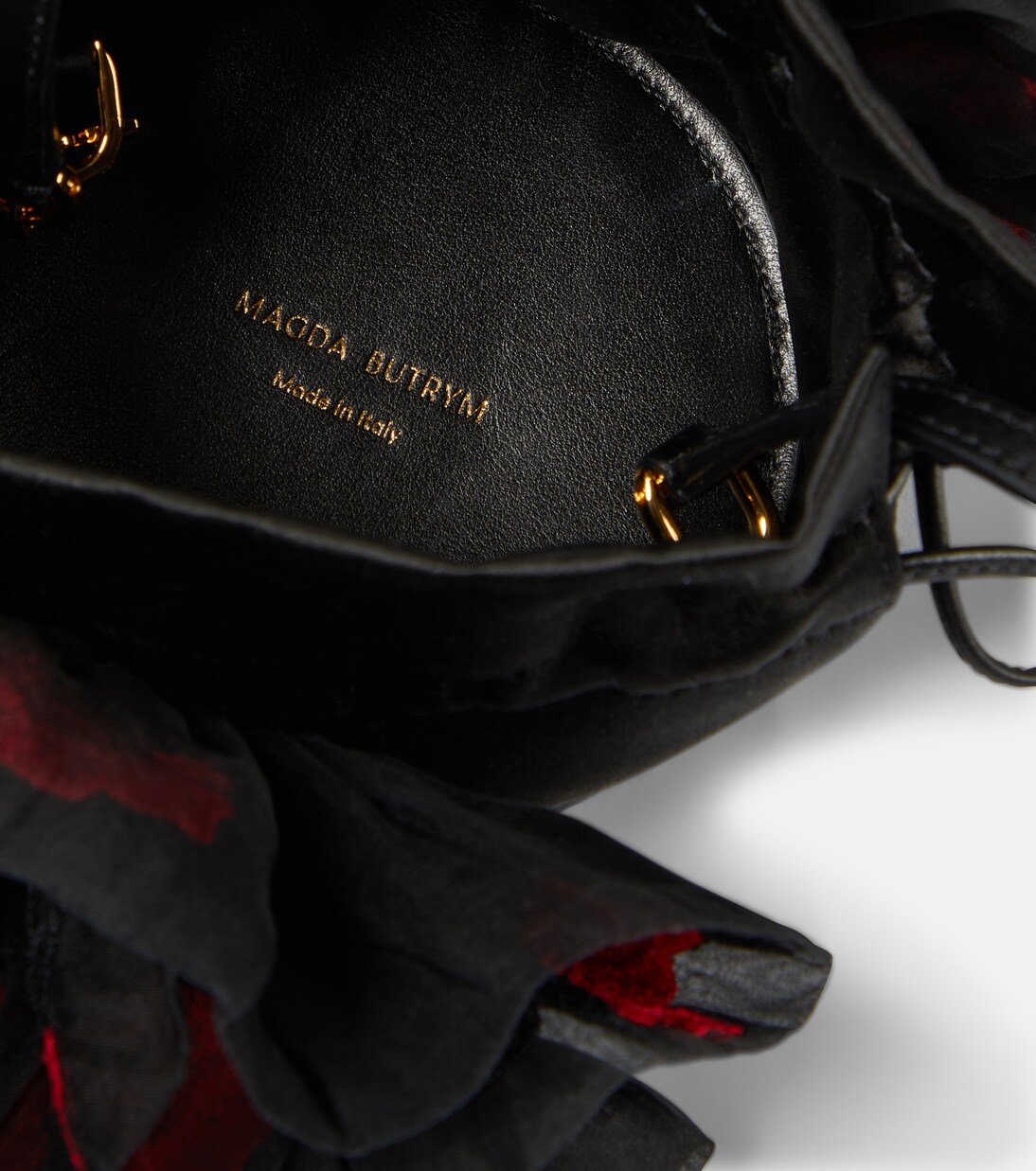 Floral satin bucket bag in black - Magda Butrym | Mytheresa