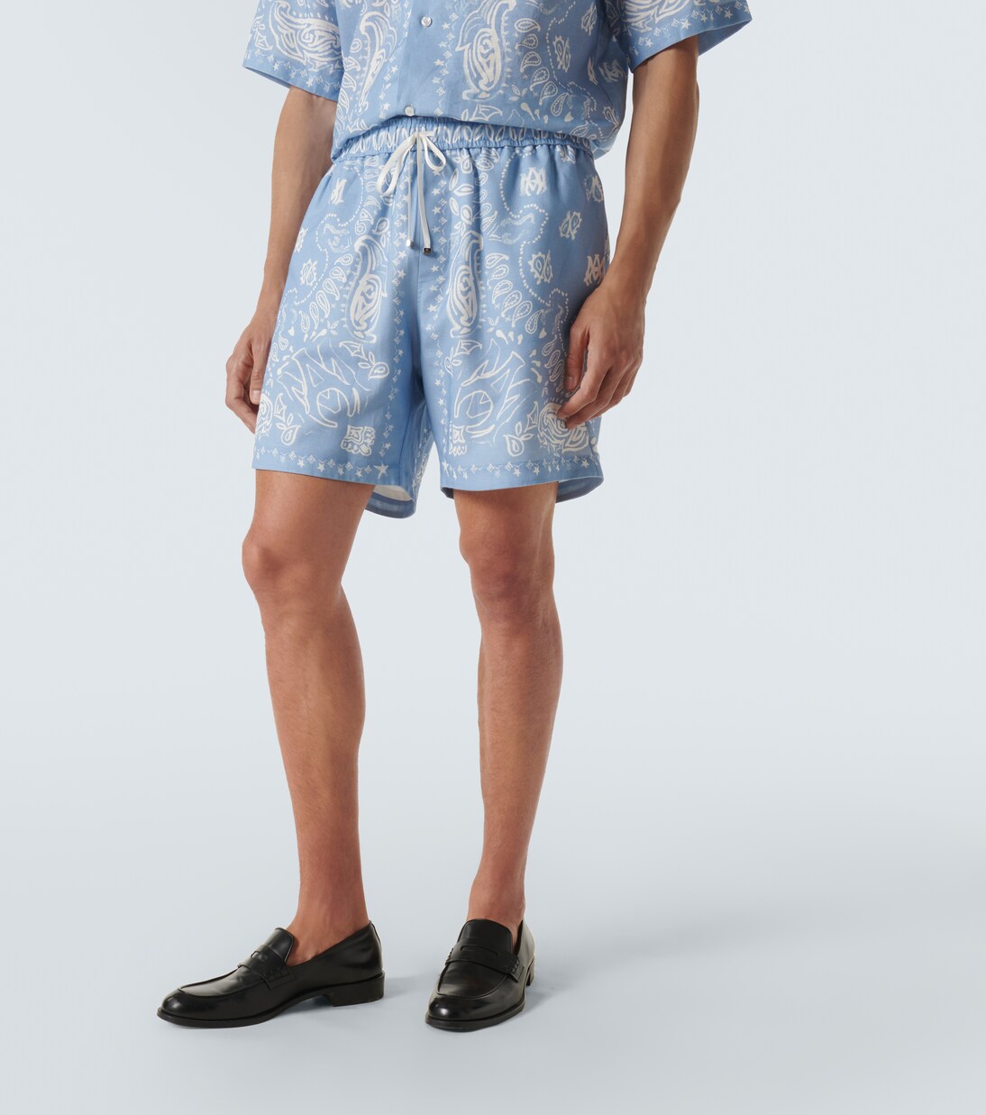 Bandana cotton-blend shorts in blue - Amiri | Mytheresa