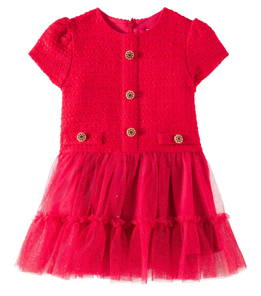 Bebé - vestido de tul y tweed en rojo - Patachou | Mytheresa