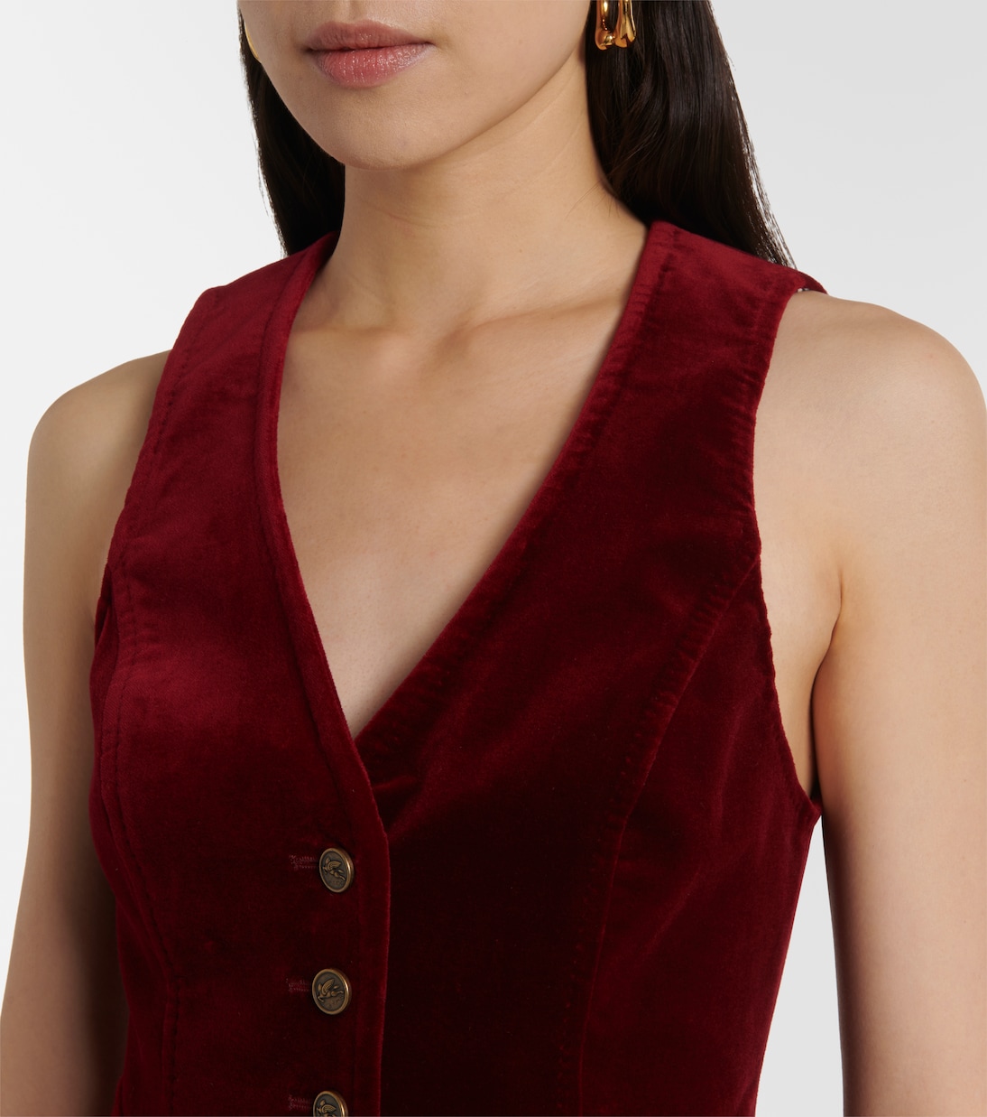 Cotton velvet vest in red - Etro | Mytheresa