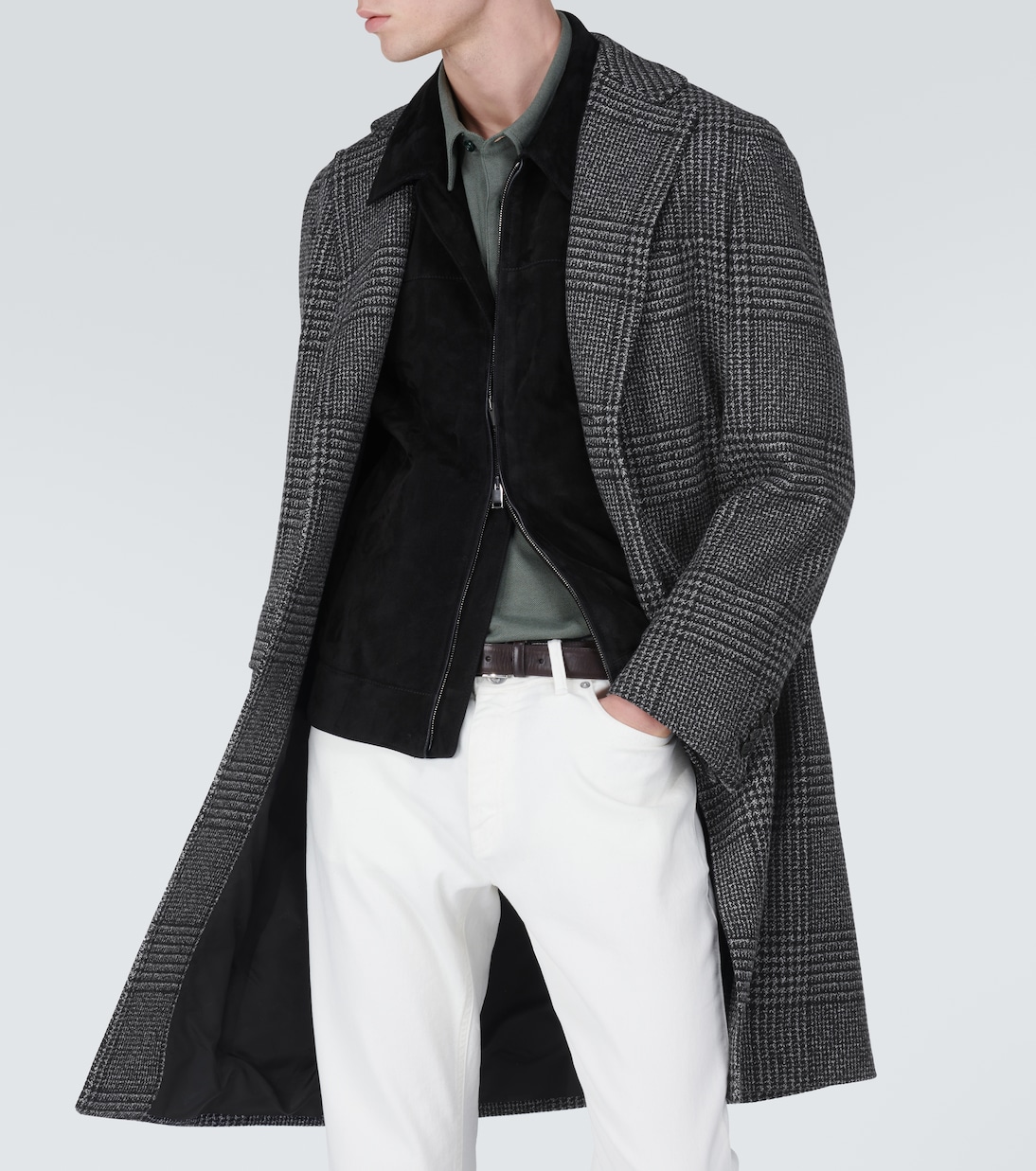 Houndstooth wool overcoat in grey - Brioni | Mytheresa