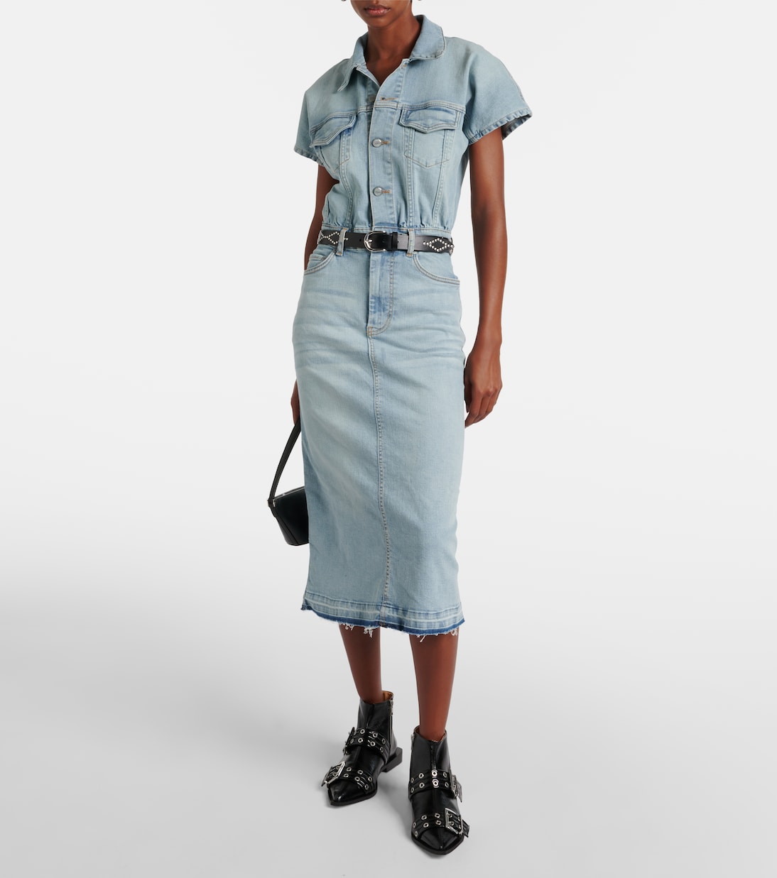 Denim midi dress in blue - Ganni | Mytheresa