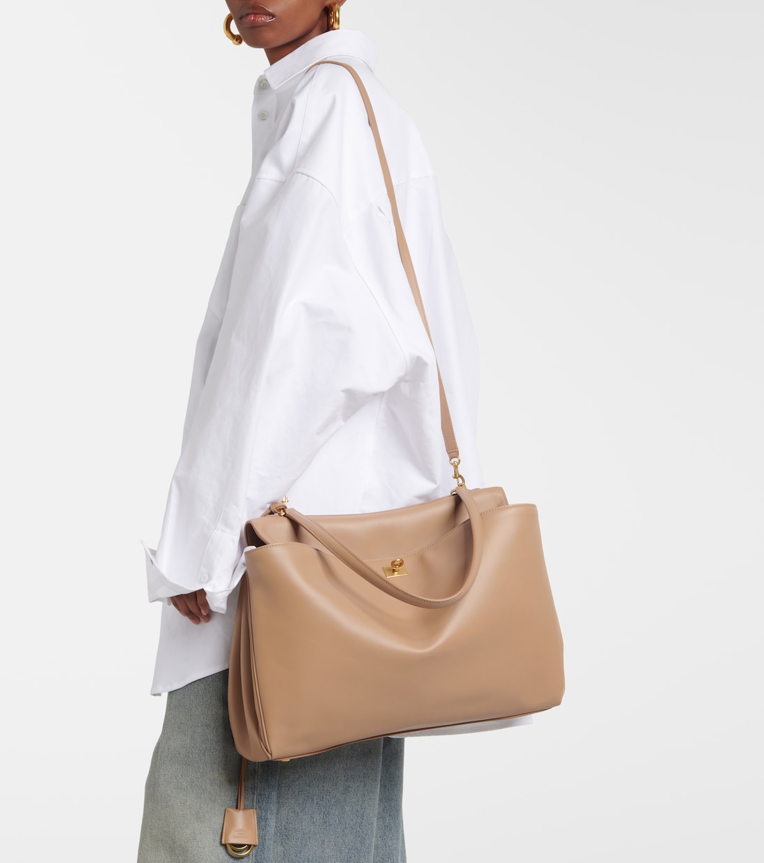 Rodeo Large leather tote bag in beige - Balenciaga | Mytheresa